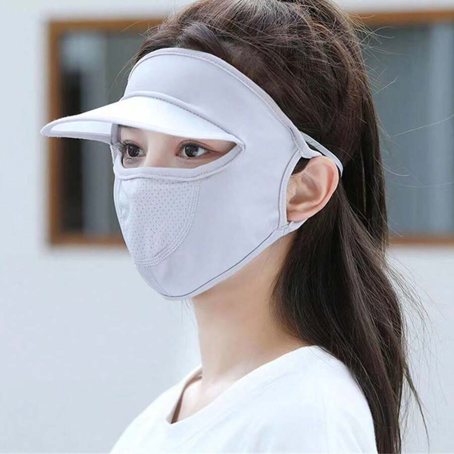 1pc Sun Protection Face Mask Women Ice Silk Mask Hat Brim Sunshade ...