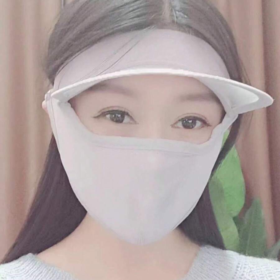 1pc Sun Protection Face Mask Women Ice Silk Mask Hat Brim Sunshade ...