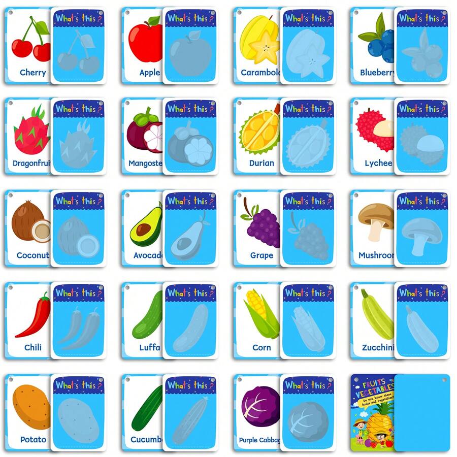 91Pcs Food Cognition Flash Cards, Realistic Fruits & Vegetables Flash ...