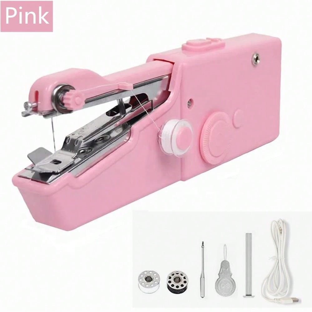 Portable Pink Handheld Sewing Machine, Mini Manual Sewing Machine ...