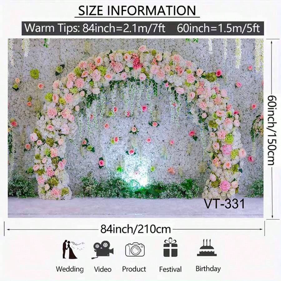 Arch Wedding Flowers Backdrop 10x8ft Vinyl Photography Background Stone ...