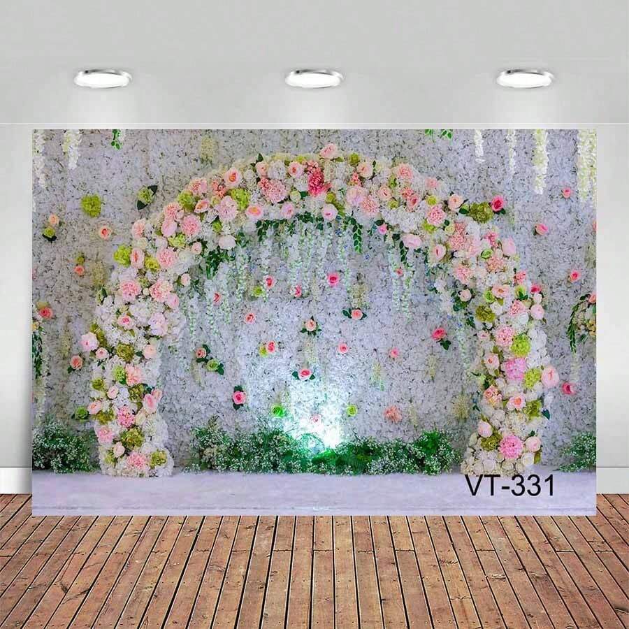Arch Wedding Flowers Backdrop 10x8ft Vinyl Photography Background Stone ...