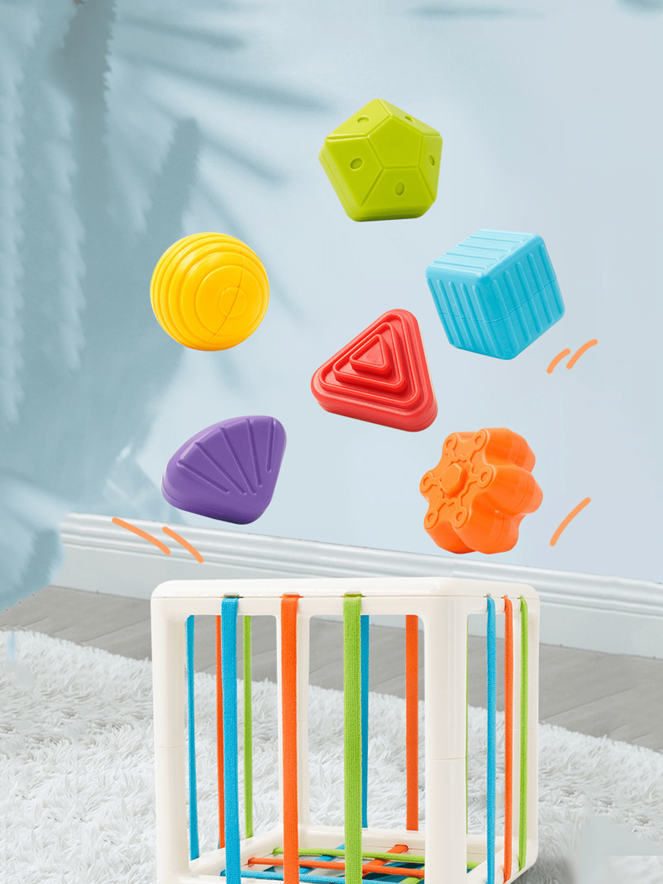 Shape Sorting Montessori Learning Developmental Toy Storage Cube & 6 ...