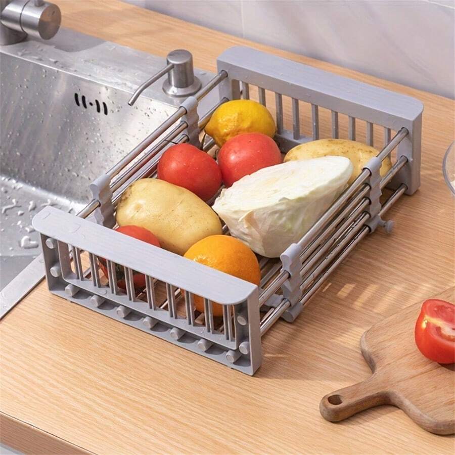 Stainless Steel Sink Drain Rack, Retractable Multi-Functional Dish ...
