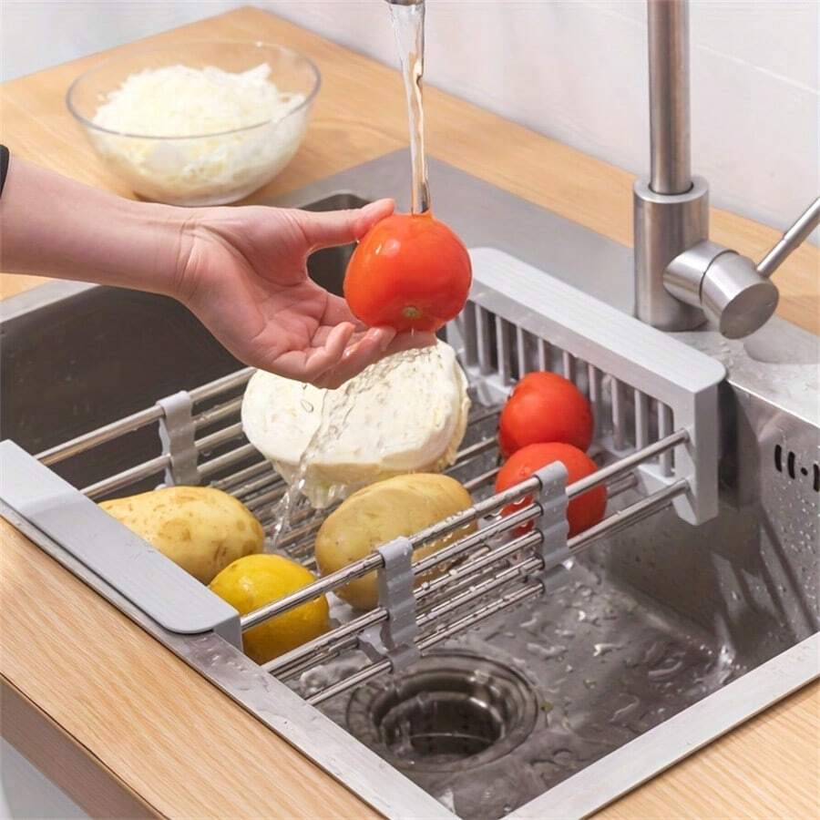 Stainless Steel Sink Drain Rack, Retractable Multi-Functional Dish ...