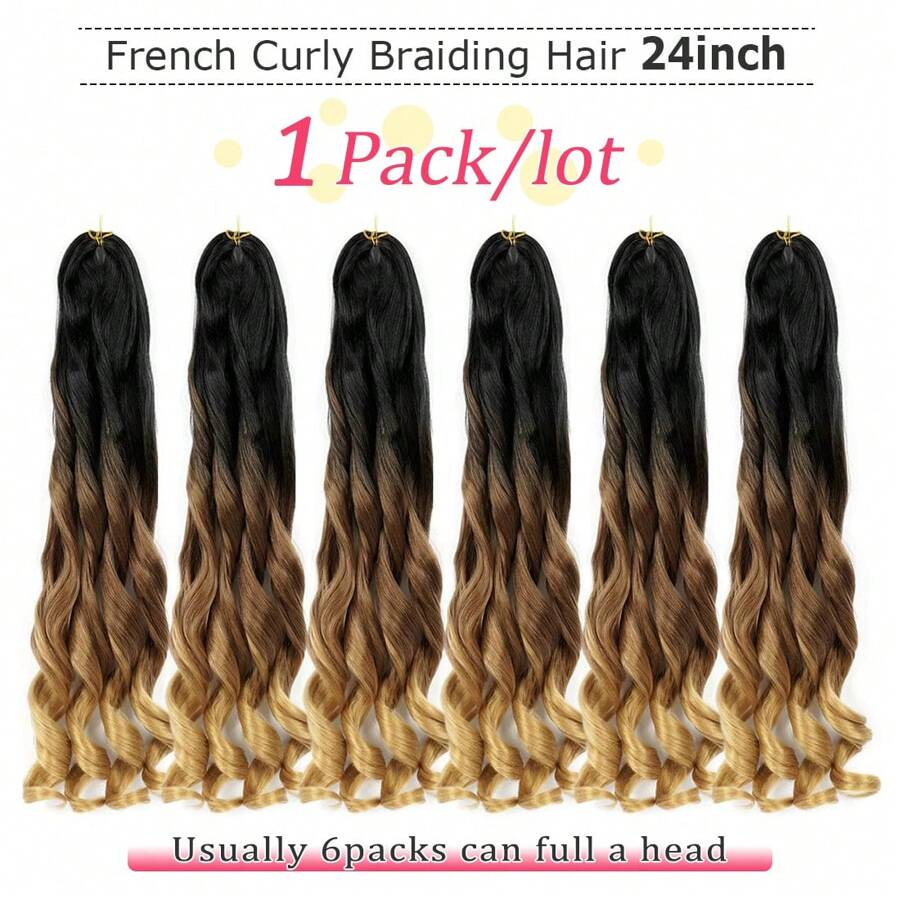 24 Inch 1 Pack French Curl Ombre Braiding Hair Pre Stretched Loose Wave