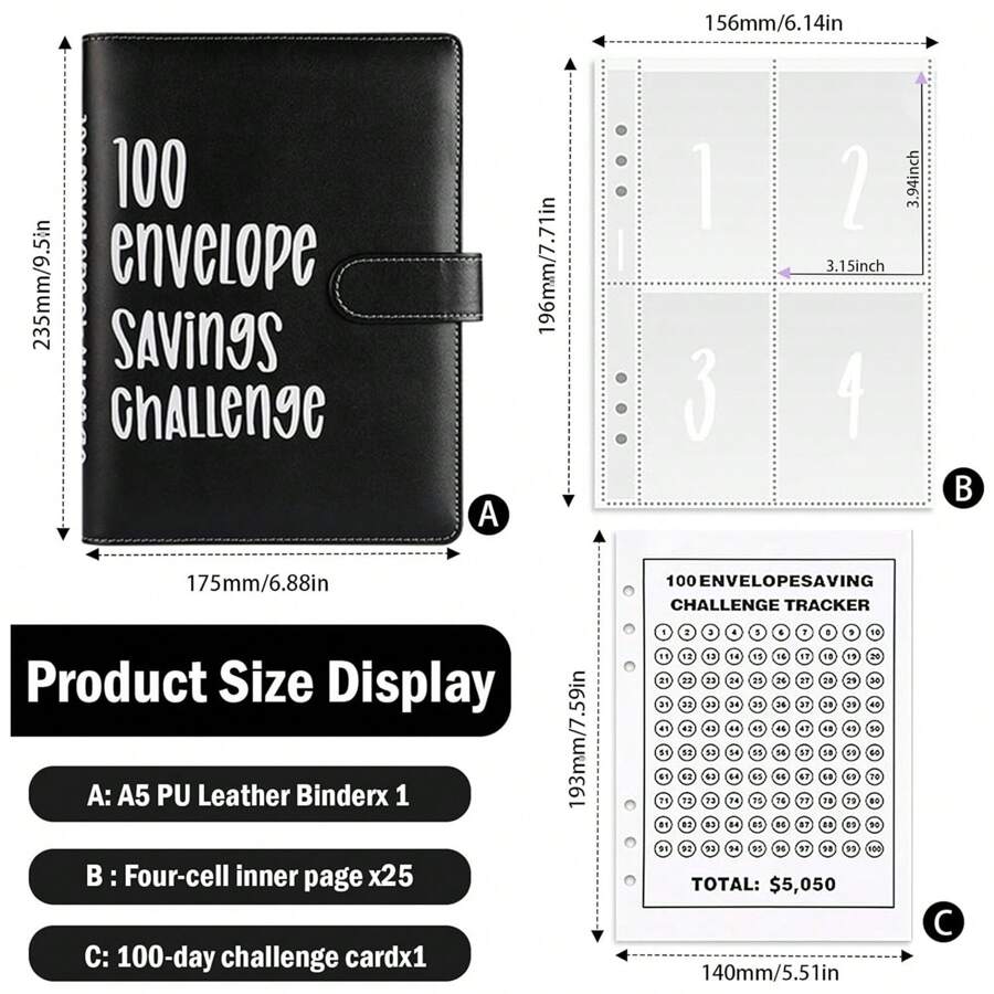 100 Envelopes Challenge Binder Money Saving Challenge Budget Binder ...