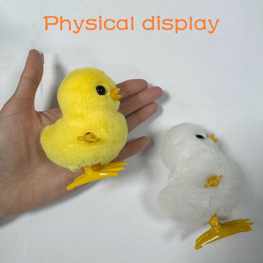 1pc Simulated Plush Bouncing Ducks With Chain Winding Clockwork Toy For ...