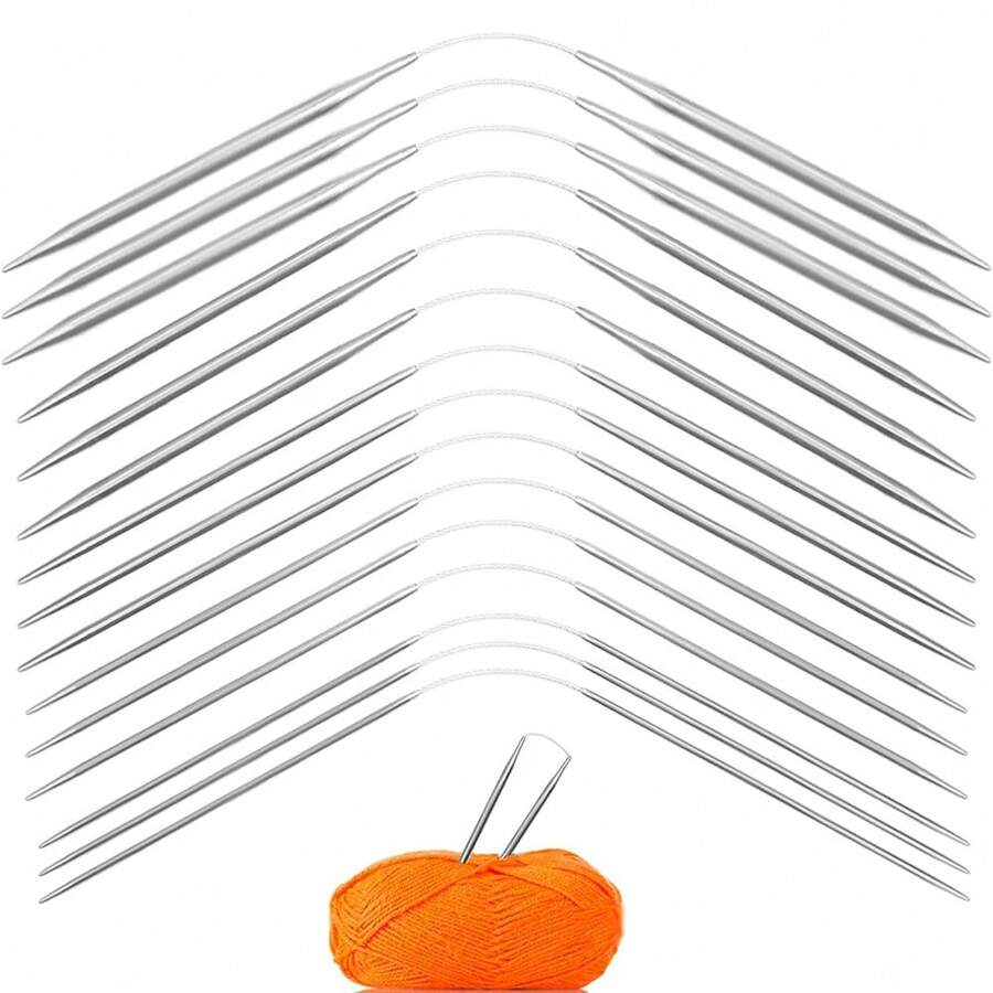 15pcs Metal Round Knitting Needles, 21cm, 2mm/2.5mm/3mm/4mm/5mm, Double ...