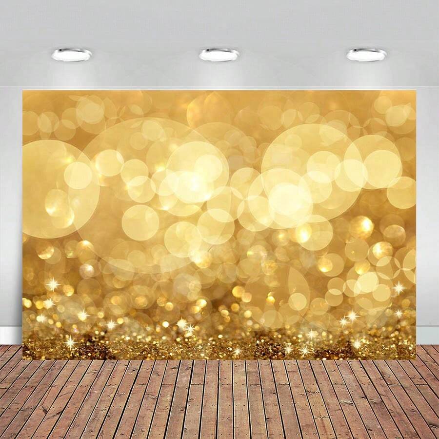 Golden Glitter Light Shiny Bokeh Happy Birthday Party Photography ...