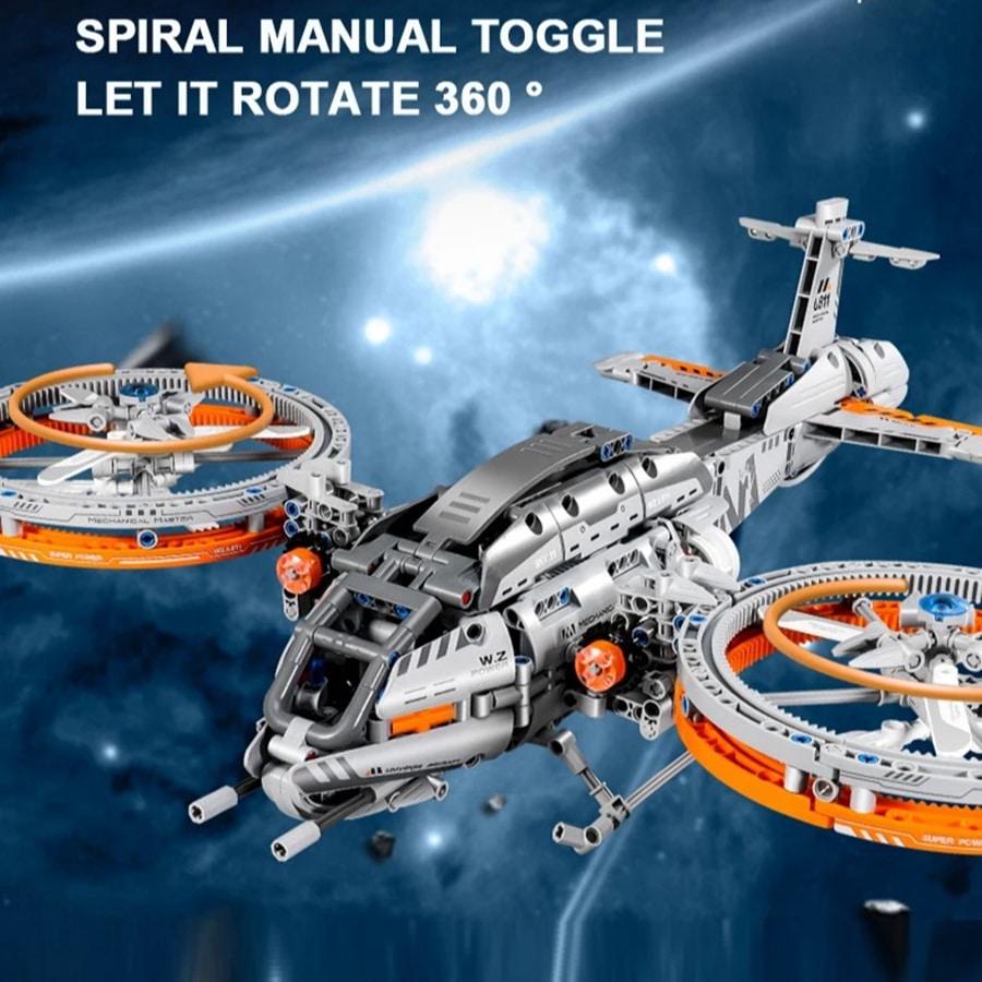 1020pcs High-Tech Spaceship Starship Combat Aircraft Building Block MOC ...