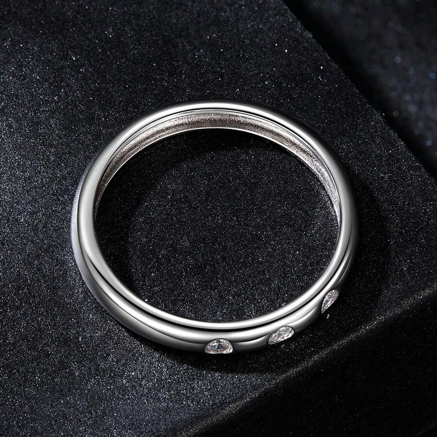 1pc 925 Sterling Silver Minimalist Moissanite Finger Ring Anniversary ...