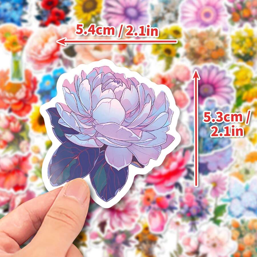 100pcs Flower Sticker Pack, Floral Aesthetic Vinyl Waterproof Stickers ...