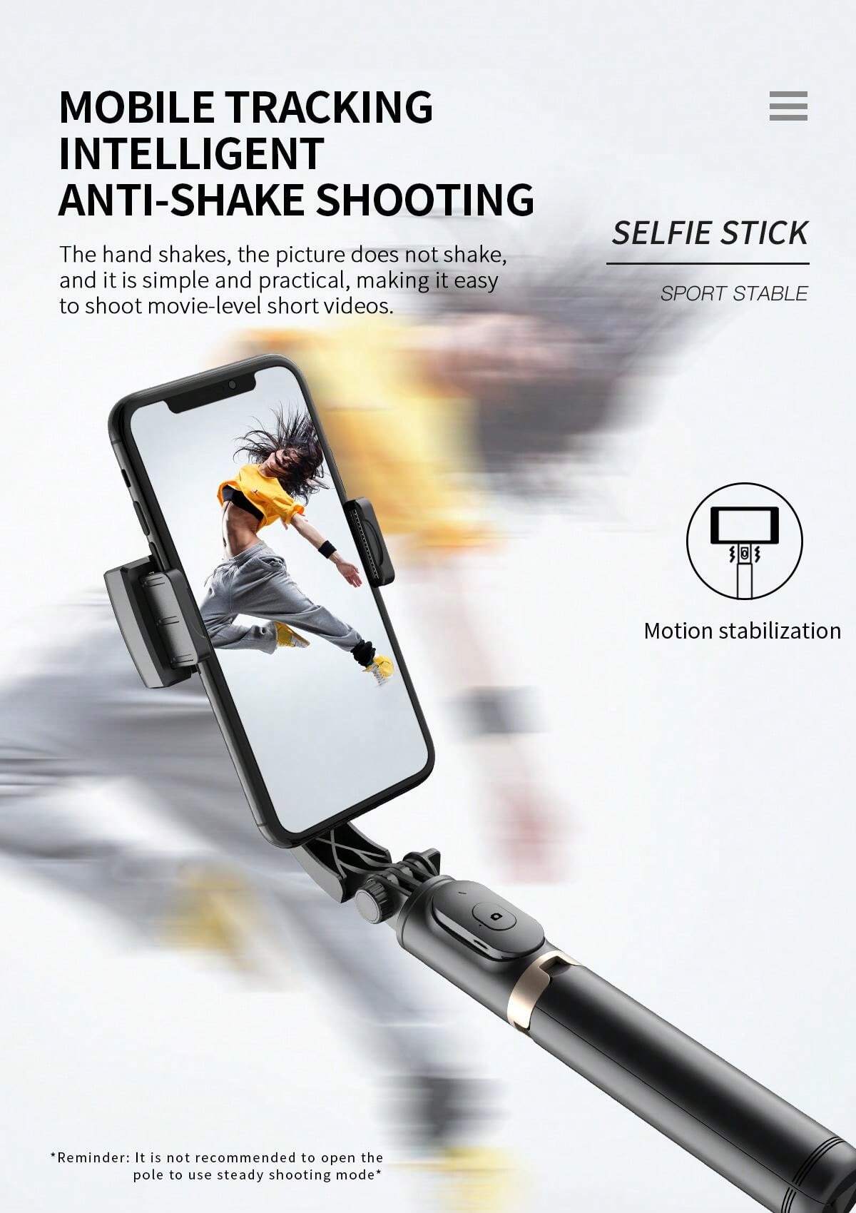 FANGTUOSI Q08 Mobile Video Stabilizer Bluetooth Selfie Stick Tripod ...