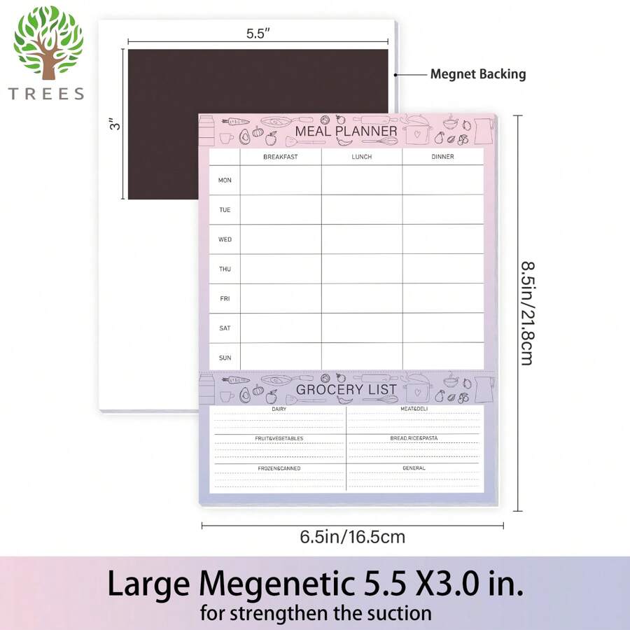Weekly Meal Planner Magnetic Undated Tear-Off Sheets Meal Planning ...