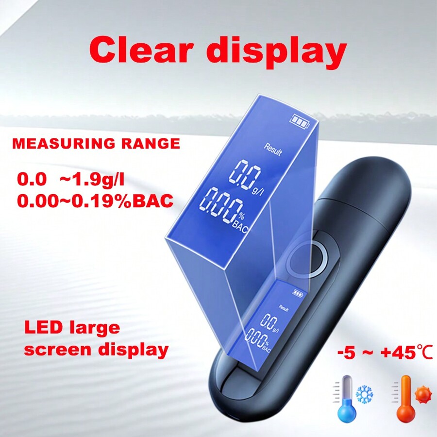 1pc Digital Alcohol Tester, Non-Contact Breathalyzer, Type-C Charging ...