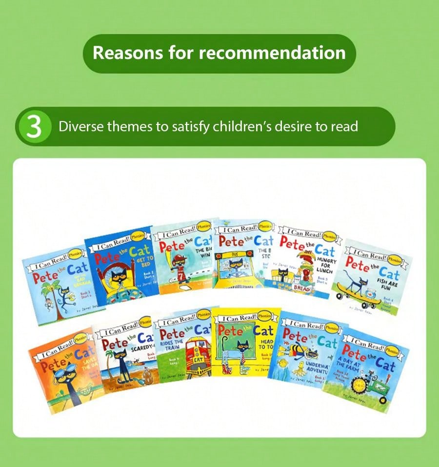 12 Pcs I Can Read Phonics Pete The Cat Learning English Picture Story ...