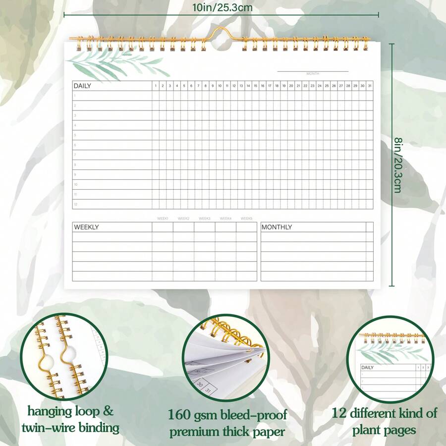 1pc Habit Tracker Calendar Spiral Bound Daily Weekly And Monthly Habit ...