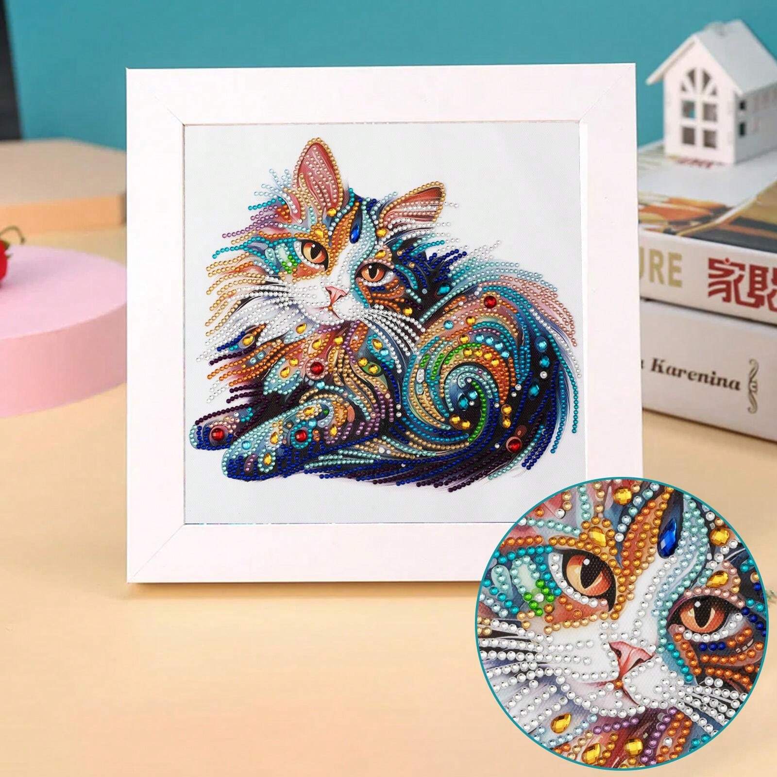 1pc 5d Cat Pattern Diamond Painting Kit, Diy Diamond Mosaic Craft ...