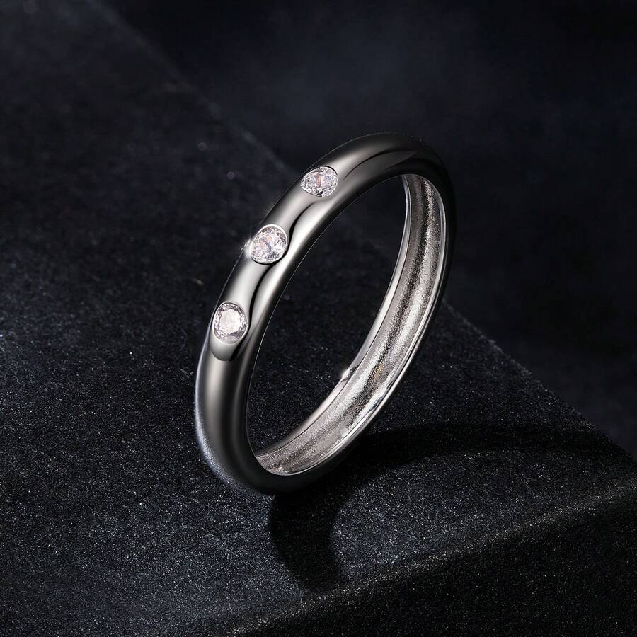 1pc 925 Sterling Silver Minimalist Moissanite Finger Ring Anniversary ...