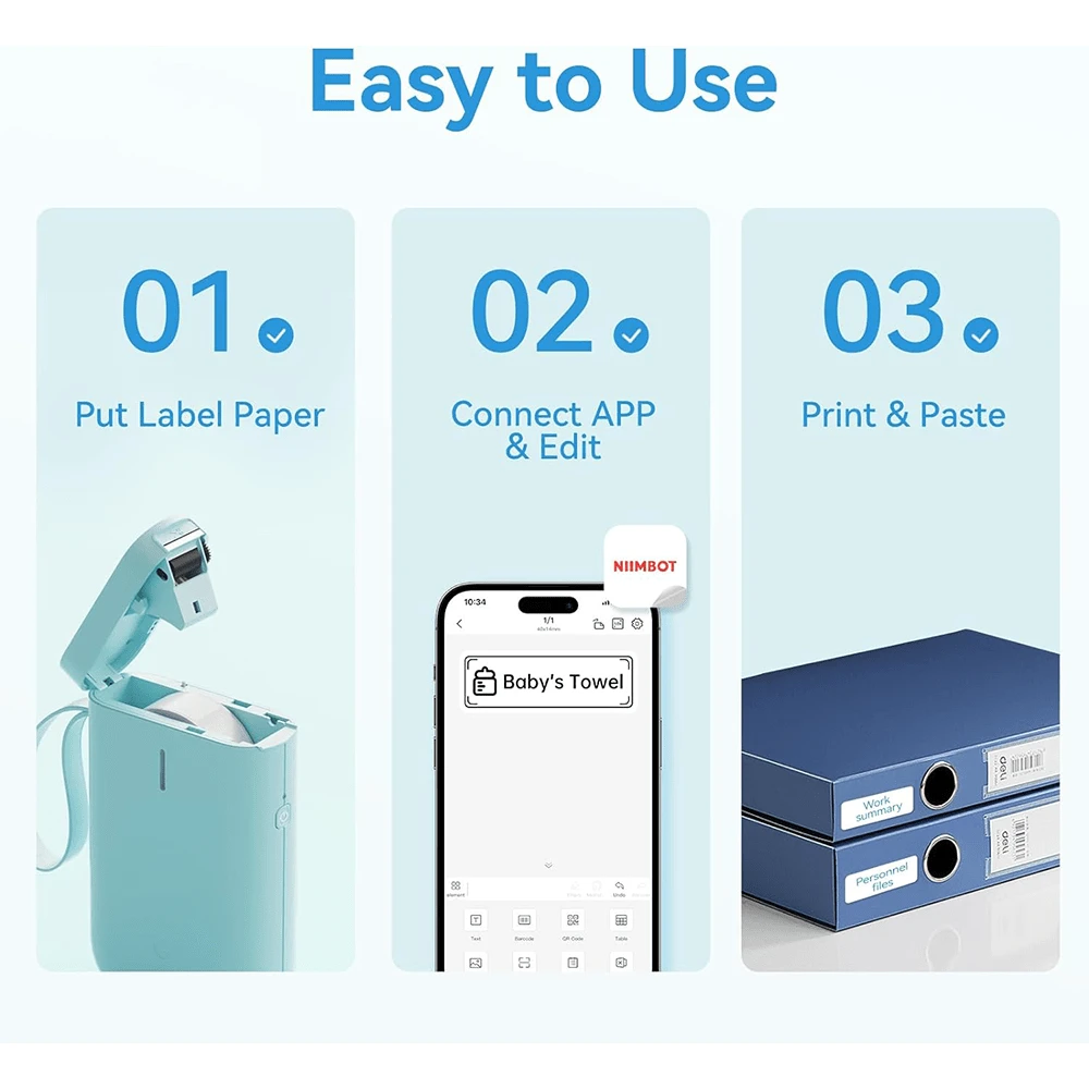 NIIMBOT D11 Label Maker Machine With Tape, Portable Bluetooth Thermal ...