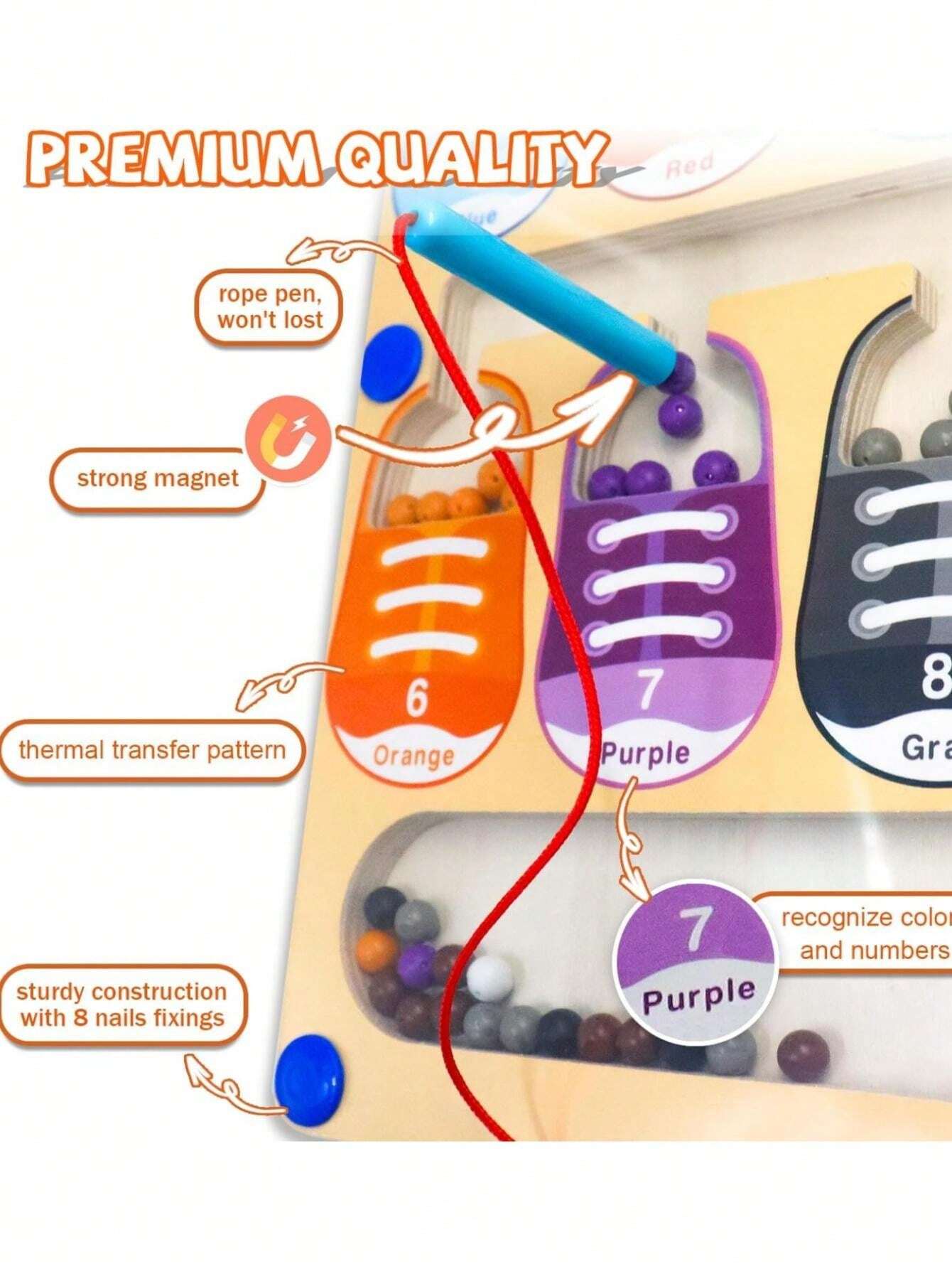 1 Pc Color And Number Bead Maze - Montessori Fine Motor Skills Toy ...