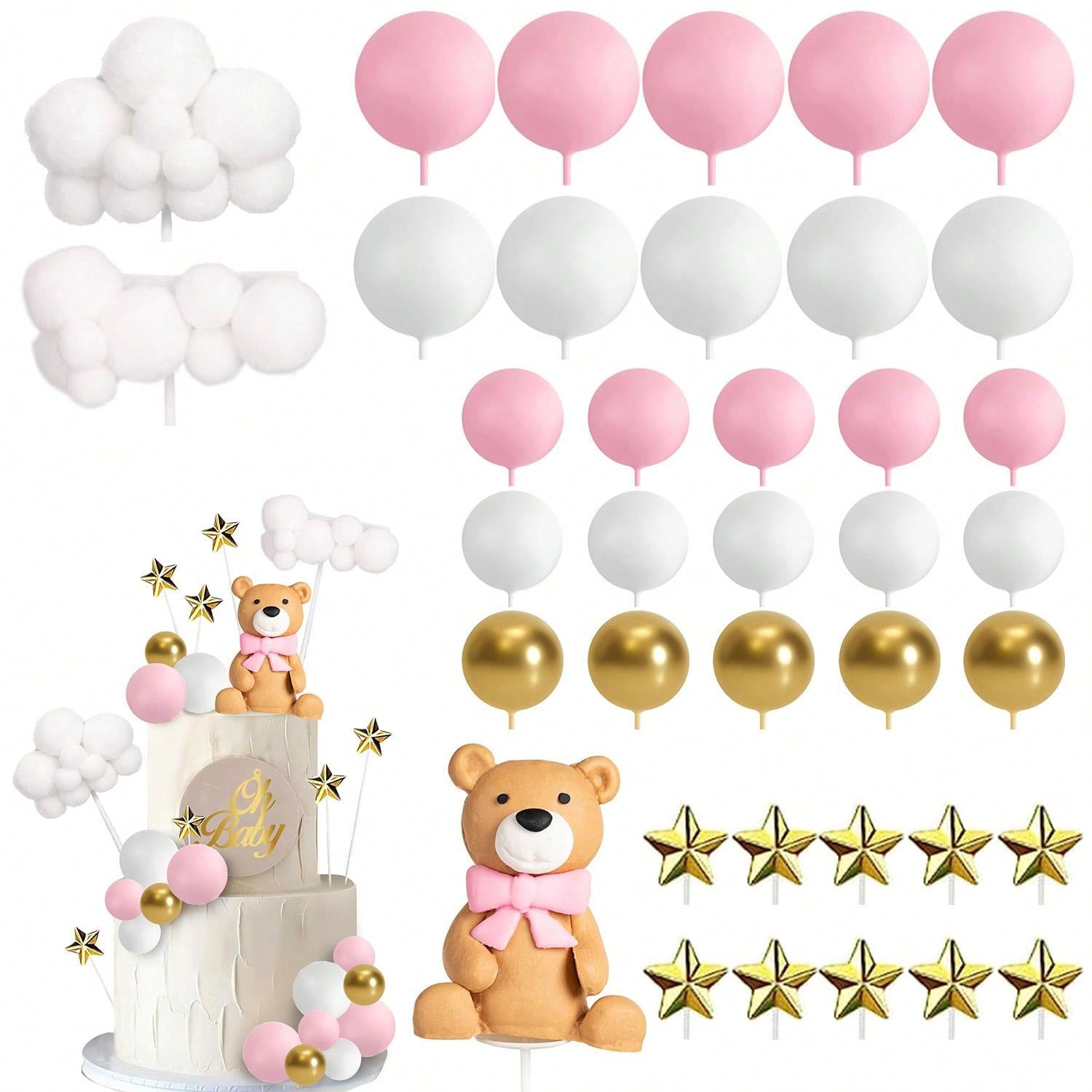 38 Piezas Lindas Decoraciones Para Pasteles De Mini Ositos De Peluche ...