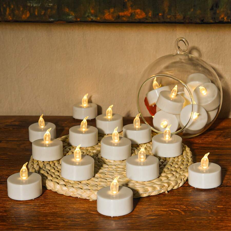 200pcs Tea Lights Candles Battery Operated: Realistic LED Flickering ...