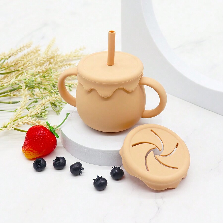 Baby Water Bottle Snack Cup 2 In 1 With Handle And Silicone Snack Cup ...