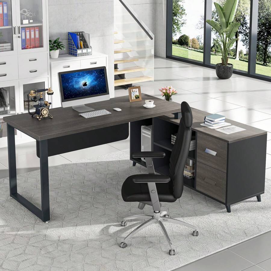 Tribesigns L-Shaped Computer Desk, 55 Inch Large Executive Office Desk ...