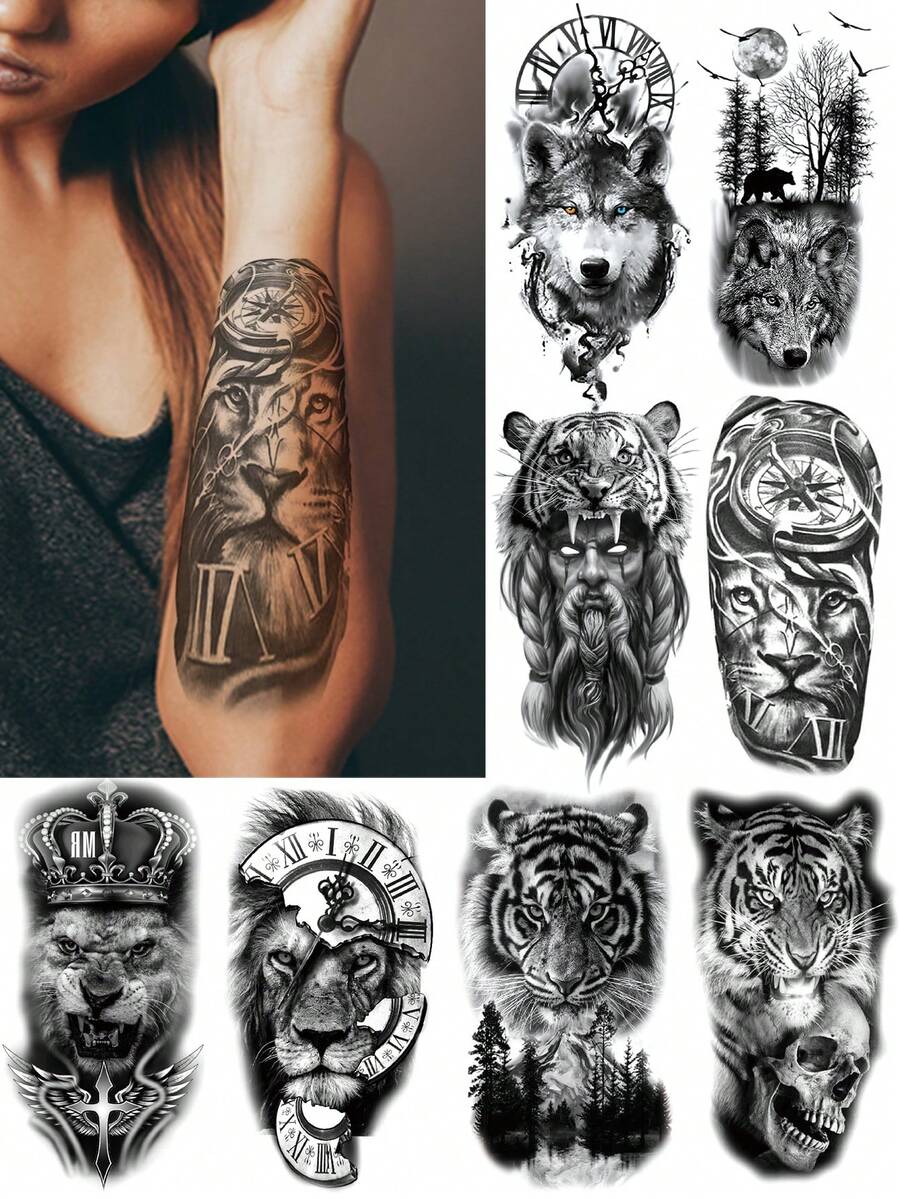New Waterproof Temporary Tattoo Stickers 8 Sheets Set For Men & Women ...