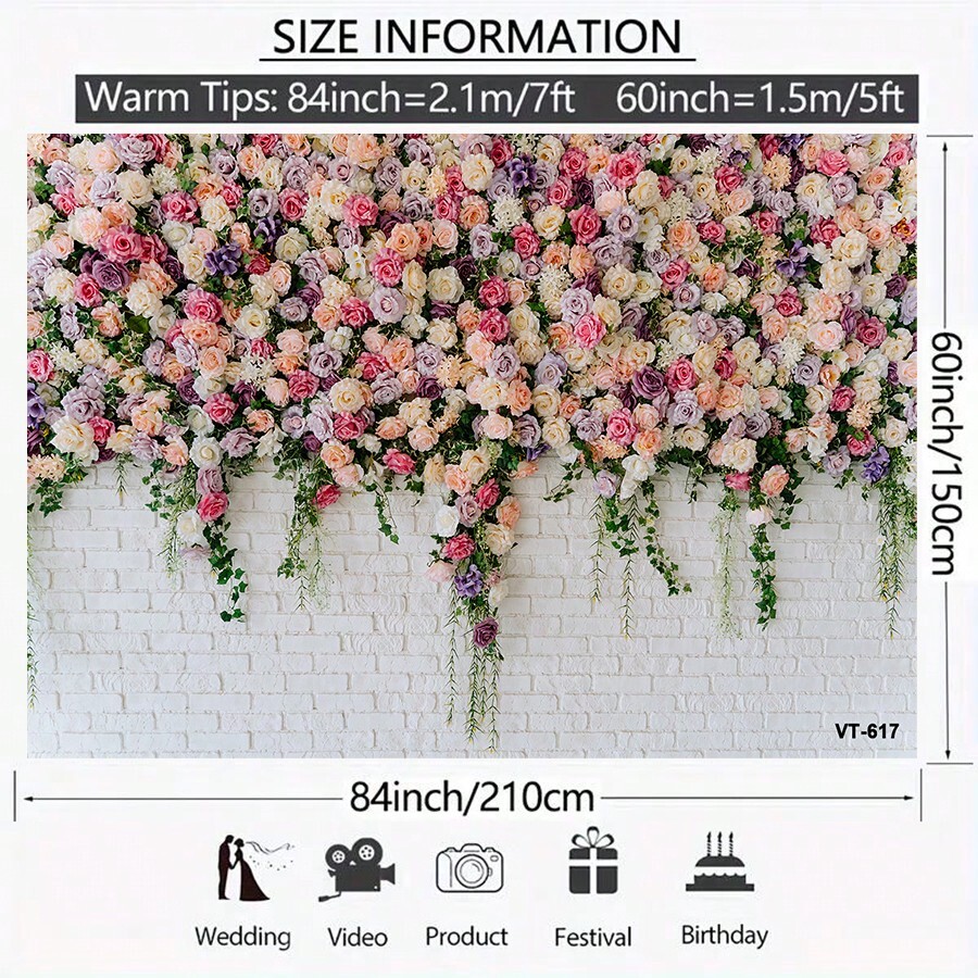 White Brick Wall Flowers Backdrop Tea Party Backdrop Mather's Day ...