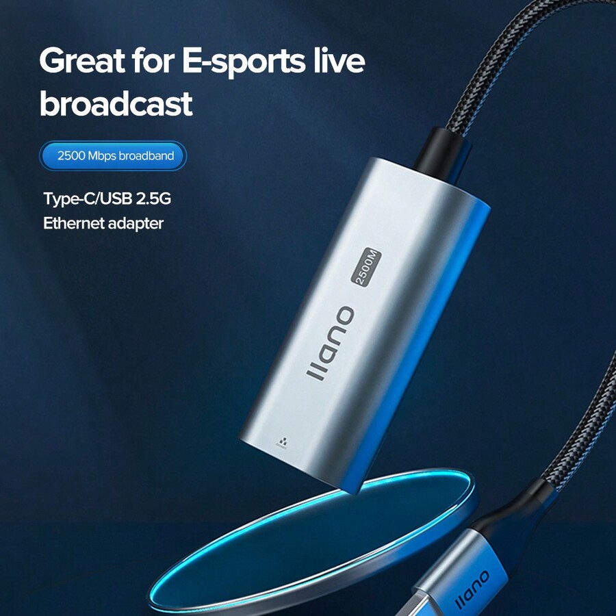LLANO Llano USB3.1 2-In-1 Type C To Ethernet RJ45 Lan Gigabit Adapter 100/1000/2500Mbps Network ...