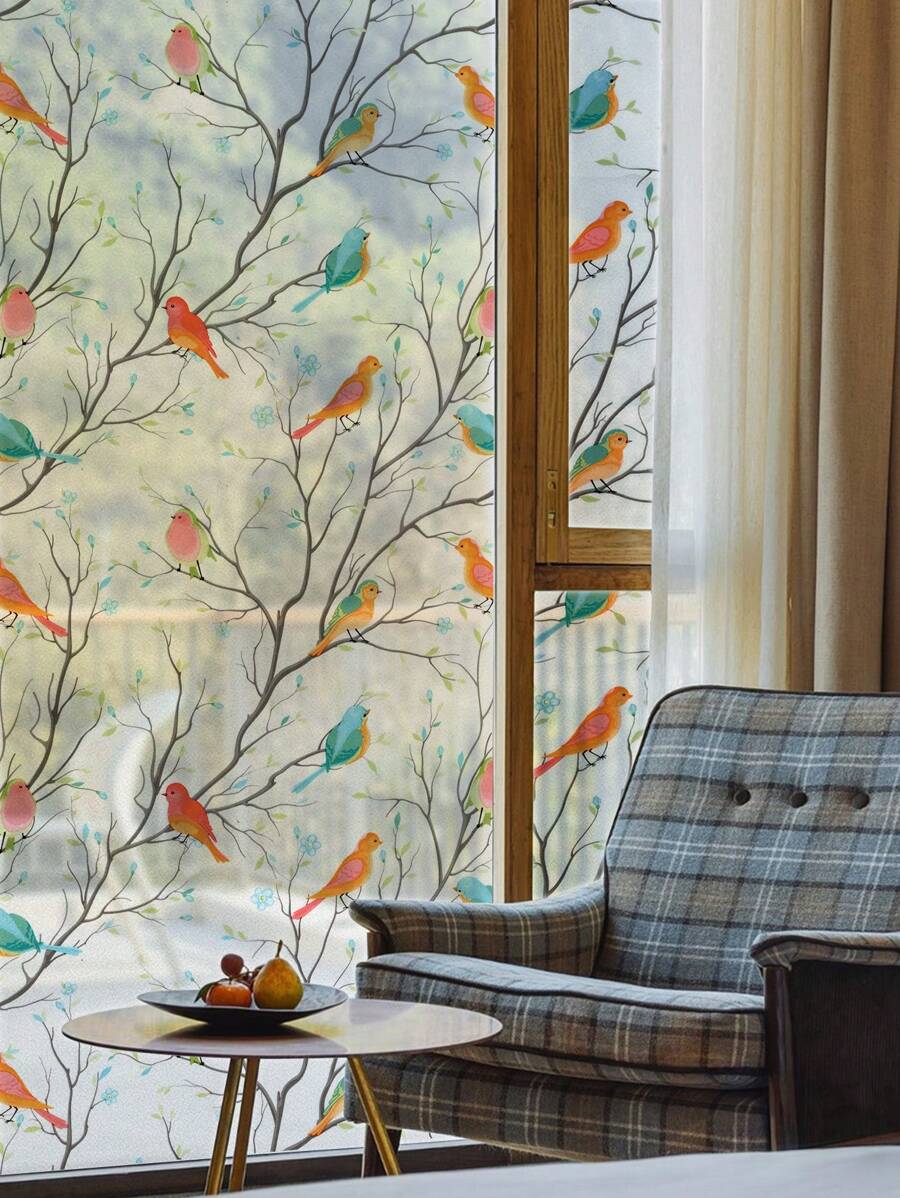 1 Roll Colored Bird Window Privacy Glass Film, Non-Adhesive, Static ...