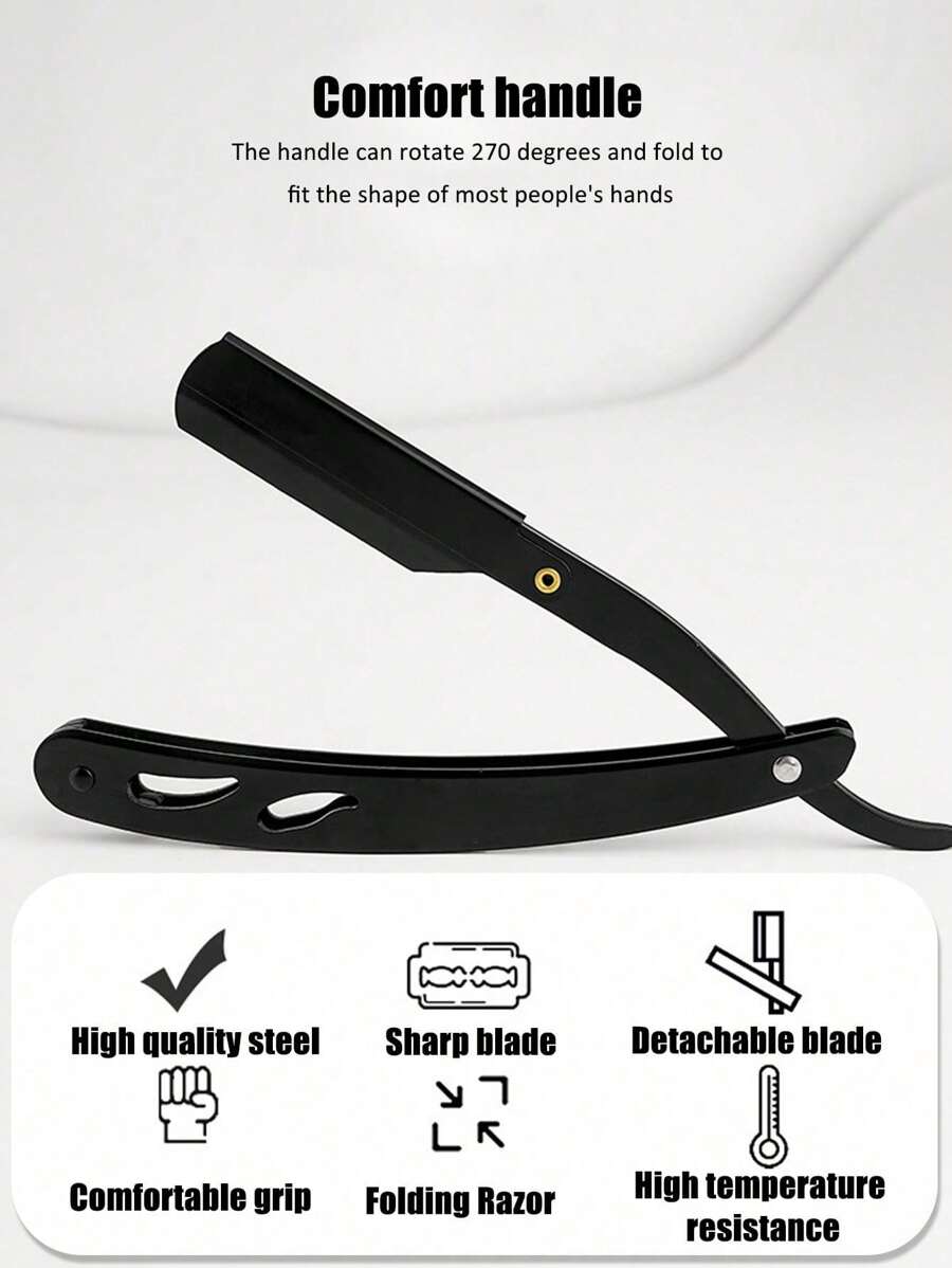 Professional Straight Edge Razor With 10 Blades Premium Single Blade ...