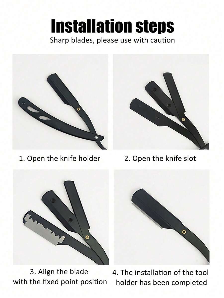 Professional Straight Edge Razor With 10 Blades Premium Single Blade ...