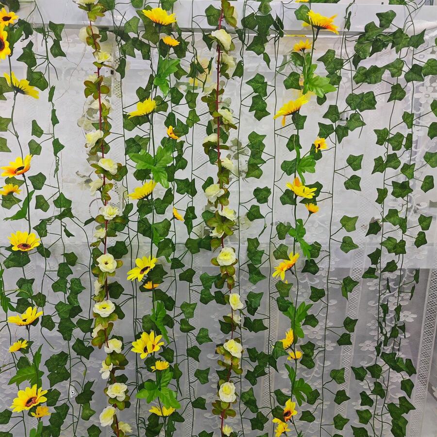 12 Sweet Potato Vines + 2 Peony Vines + 3 Sunflower Vines, Artificial ...