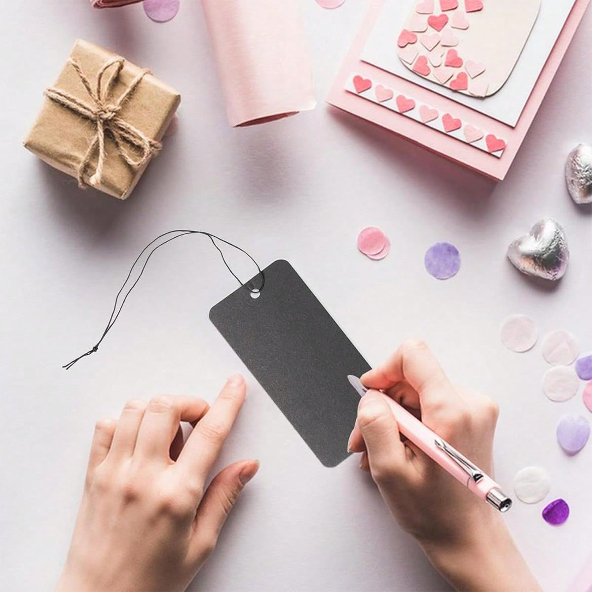 100 Pack Black Tags With String Large Price Tags With Elastic Strings ...