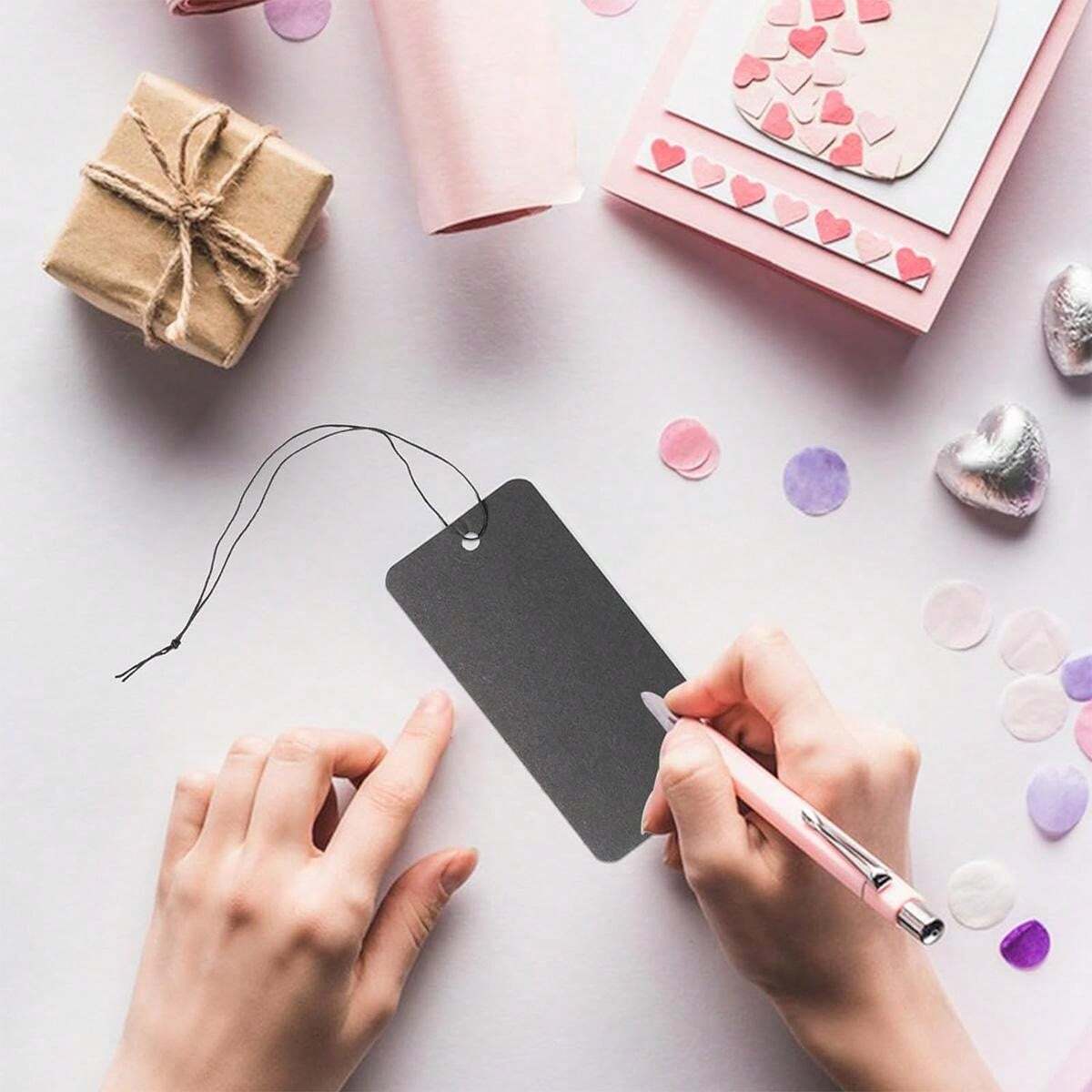 100 Pack Black Tags With String Large Price Tags With Elastic Strings ...