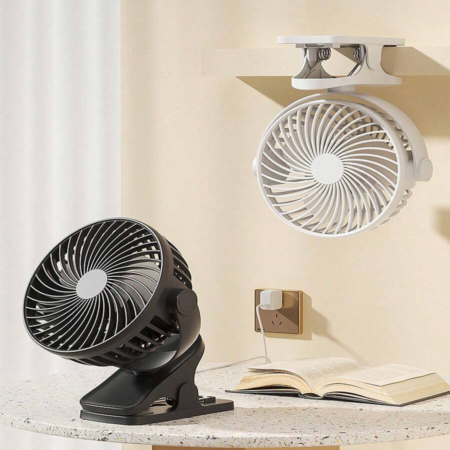 1pc Portable Clip-On Fan, Small But Powerful Usb Desk Fan, Hangable ...