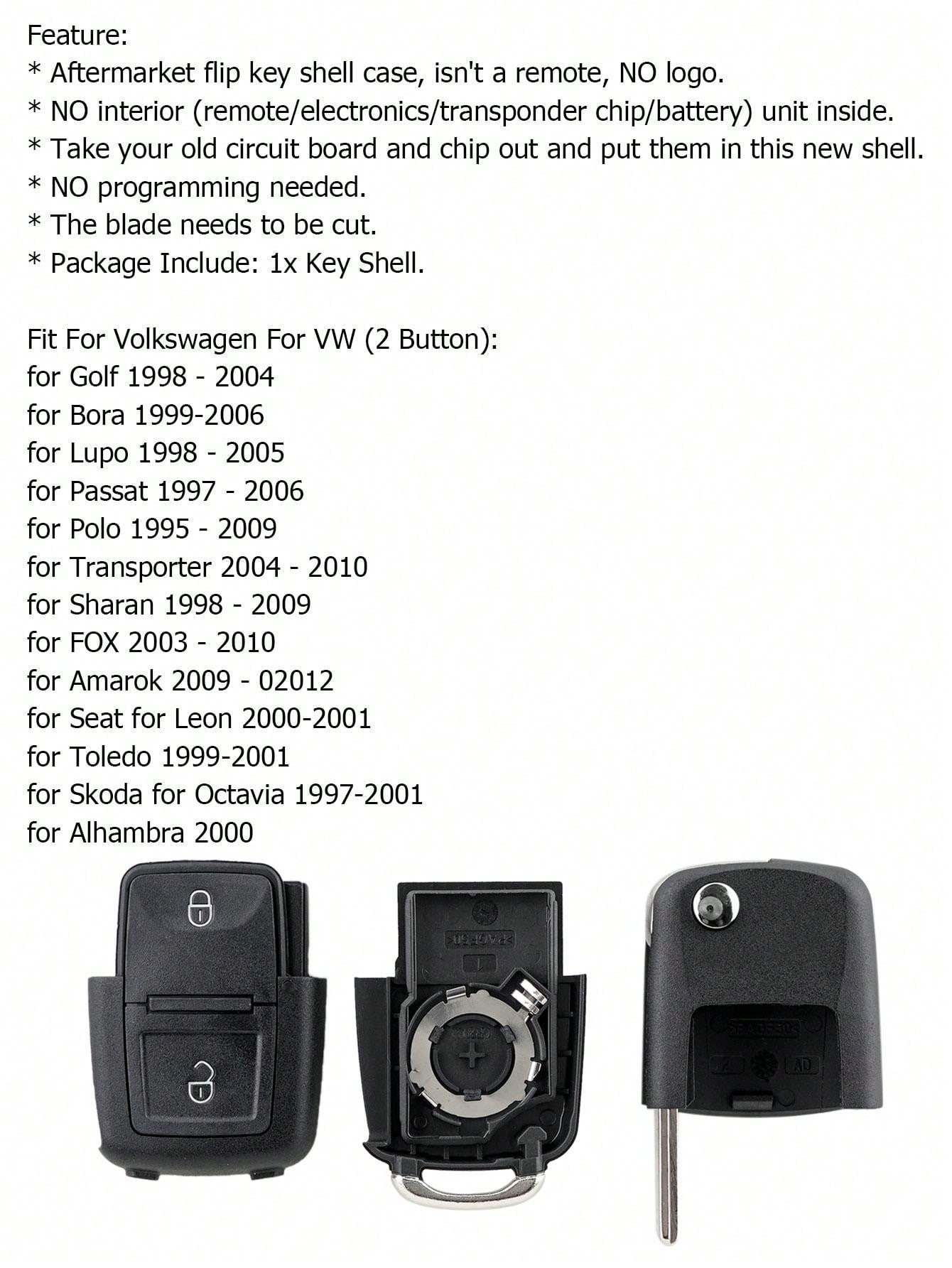 Flip Remote Key Fob Shell Case Replacement Uncut Blade 2 3 4 Buttons ...