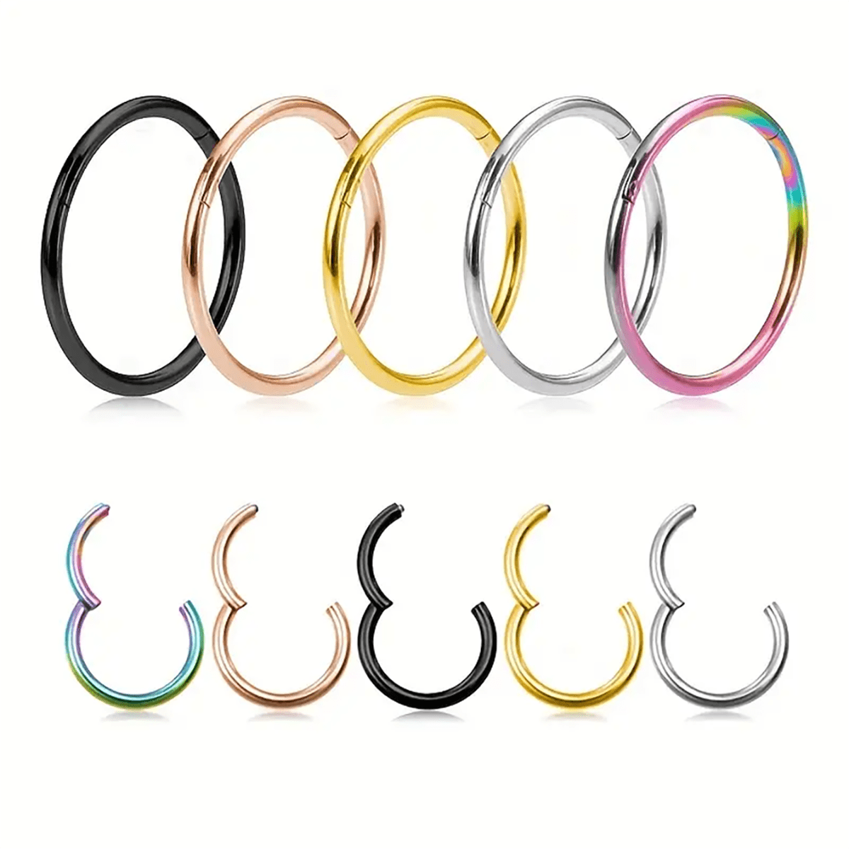 3Pcs 16G Surgical Steel Hinged Clicker Segment Nose Rings Cartilage Ear ...