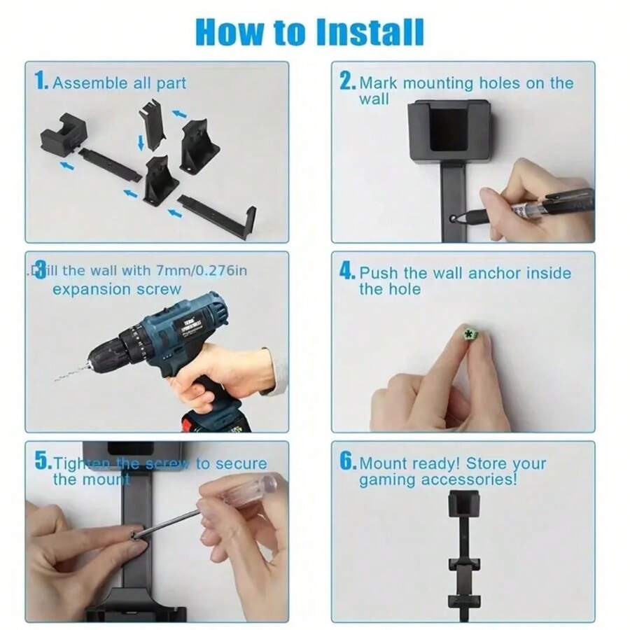 For PS5 Console Wall Mount Stand With Controller Holder Headset Holder ...