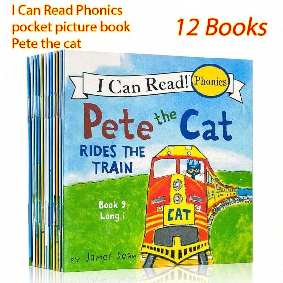 12 Pcs I Can Read Phonics Pete The Cat Learning English Picture Story ...