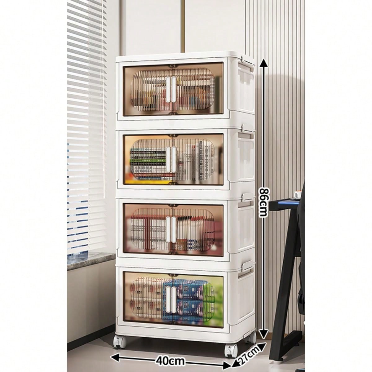 Foldable Storage Cabinet Plastic Multifunctional Organizer With Wheels ...