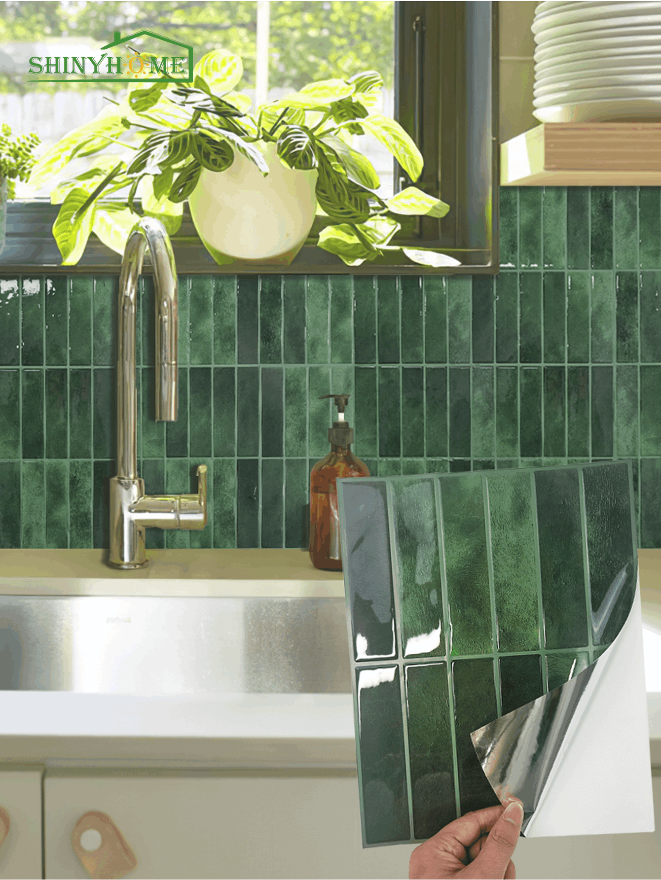 1/10/30pcs Green Brick Pattern Imitation Tile Self-Adhesive Wall ...