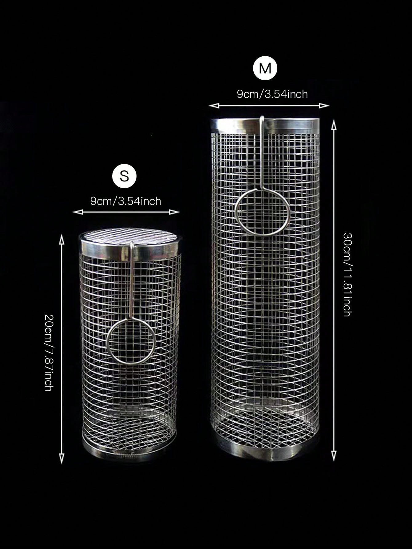 1pc Round Bbq Grill Rack & Basket With Spin Roller, Portable Bbq Smoker ...