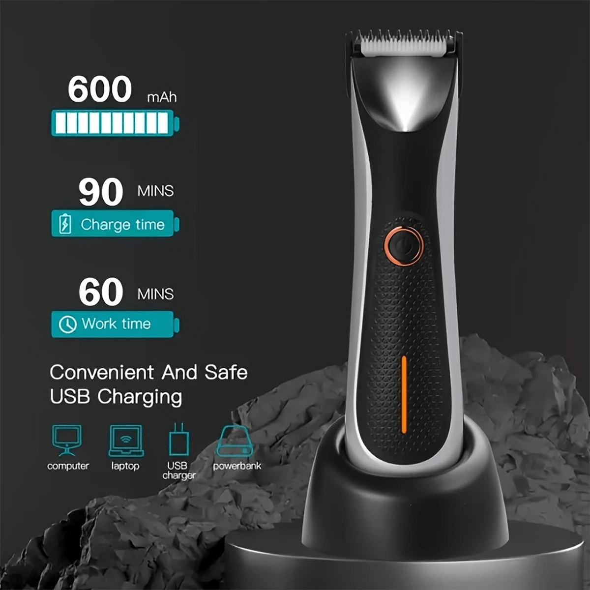 Recortadora eléctrica de vello corporal, cortapelo impermeable para ...