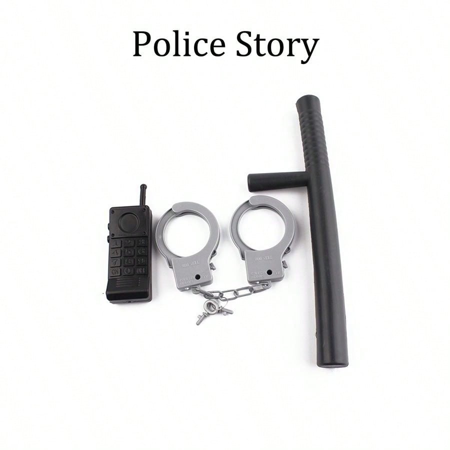 1pc Plastic Decorative Police Baton, Handcuffs, Walkie-Talkie Set ...