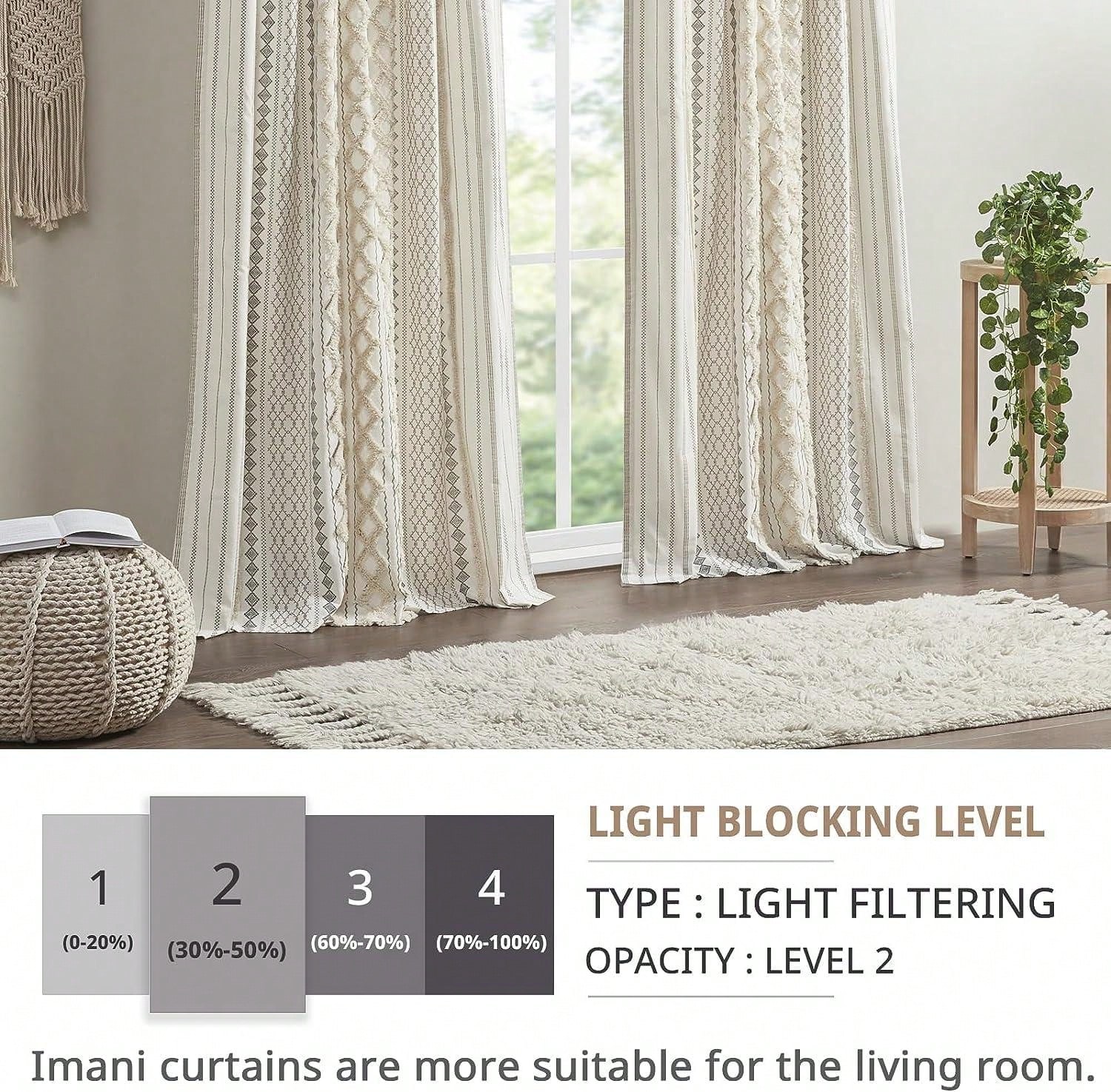 INK+IVY Imani Cotton Printed Window Panel With Chenille Stripe And ...